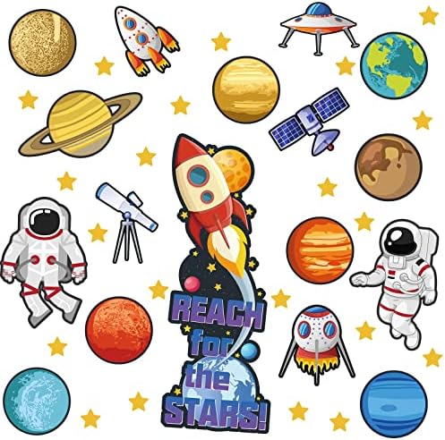 Amazon.com : Marspark 42 Pcs Outer Space Bulletin Board Set Space ...