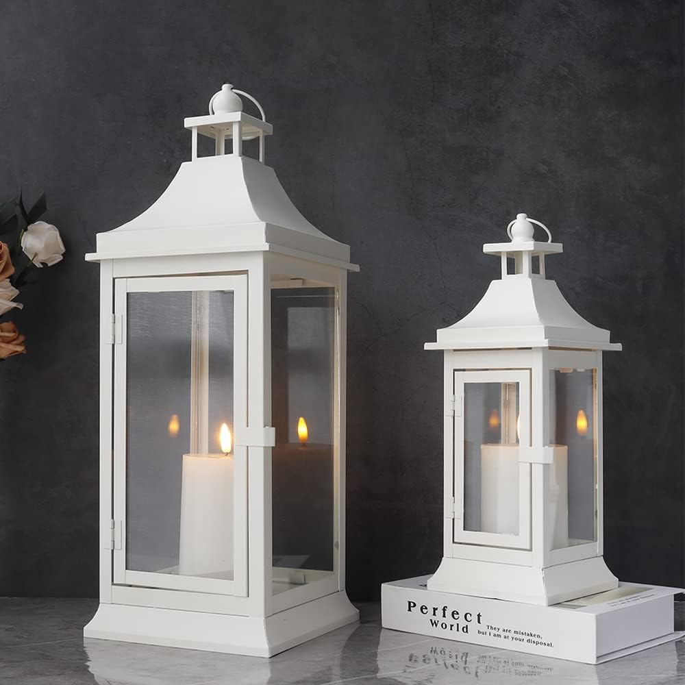 Latern Decorative Farmhouse Wooden Candle Lanterns Decorative Set Of 2 ...