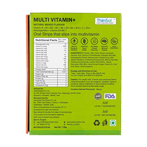 WOKE NUTRITION Slip Slip's Multivitamin + Oral Strips, Pack of 30 ...