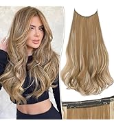 Amazon.com : KooKaStyle Invisible Wire Hair Extensions Long Wavy ...