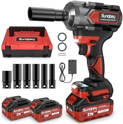 SundpeyPRO Cordless Impact Wrench 800N·m(600Ft-lbs) - 21V 1/2 Inch ...
