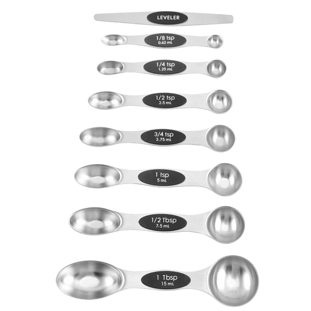 Amazon.com: Measuring Spoons Set of 8 Magnetic Measuring Spoons Dual ...