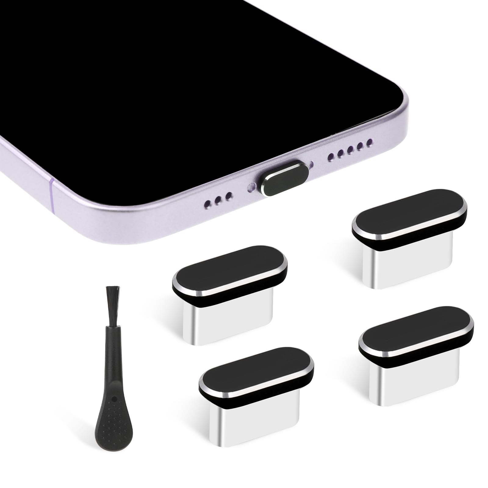 Amazon.com: 4PCS USB C Dust Plug with Cleaning Brush, Anti-Dust ...