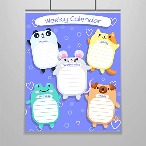 Amazon.com: Weekly Schedule Poster – Cute Animals – Large 16 x 20 ...