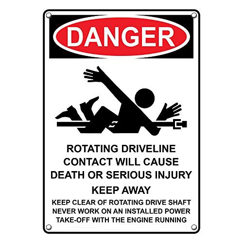 Weatherproof Plastic Vertical OSHA Danger Rotating Driveline Sign with ...