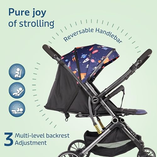 LuvLap Alpha Baby Stroller /Pram, One Fold, Travel Friendly, 5 Point ...