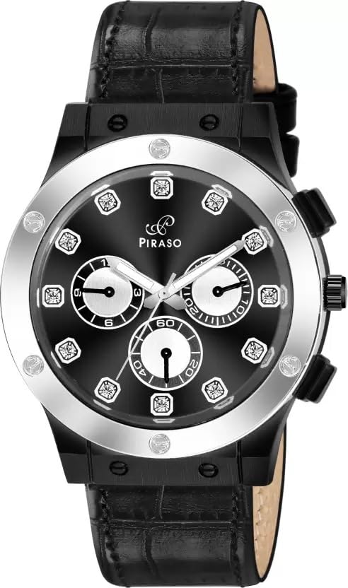 Buy PIRASO Premium Black DIAL & Leather Strap Analog Watch for (Men) at ...