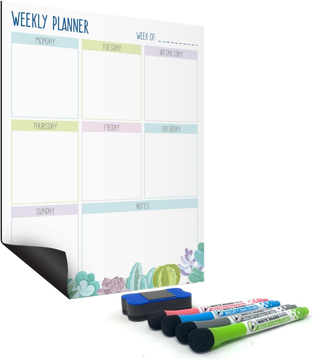 Joeji's Kitchen Magnetic Weekly Planner Whiteboard Organiser - Easy ...