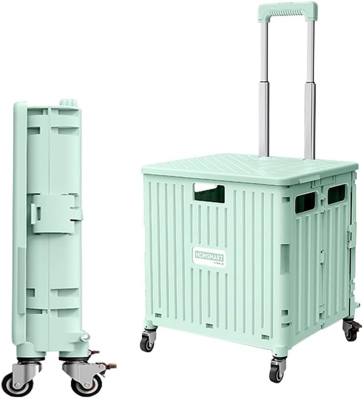 Amazon.com: Foldable Utility Cart Collapsible Crate Rolling Carts with ...