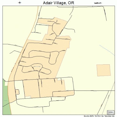 Large Street & Road Map of Adair Village, Oregon OR - Printed poster ...