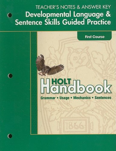 Holt Handbook: Developmental Language & Sentence Skills Guided Practice ...
