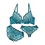 Amazon | [DRW] ブラジャー ショーツ セット ヌーディーデザイン 総レース ブラジャー & バック透け フルバック & Tバック ショーツ グリーン B65 | セット 通販