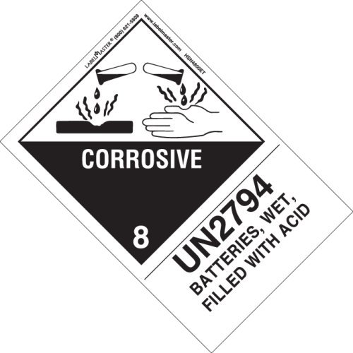 Labelmaster HSN4800ET UN2794 Batteries Wet Filled with Acid, Hazmat, 5. ...