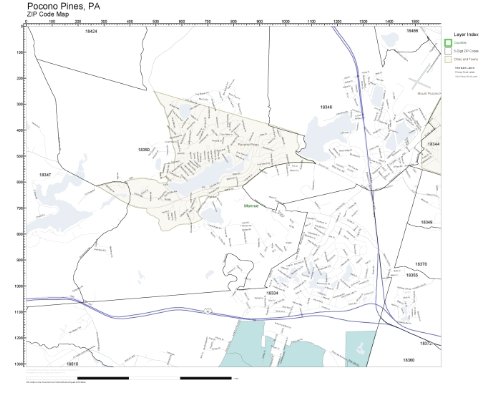 ZIP Code Wall Map of Pocono Pines, PA ZIP Code Map Not Laminated ...