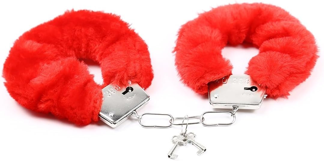 Amazon.com: Stainless Steel Pink Black Fluffy Handcuffs for Ankles and ...