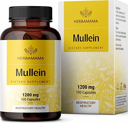 HERBAMAMA Mullein Leaf Capsules Respiratory Health - Organic Mullein ...