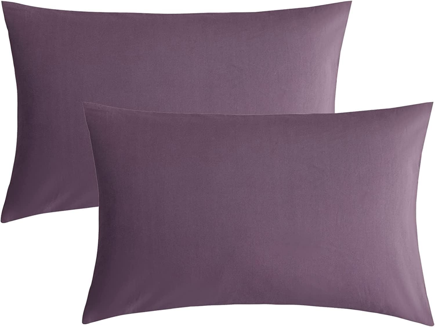Amazon.com: JELLYMONI Purple 100% Washed Cotton Pillowcases Set, 2 Pack ...