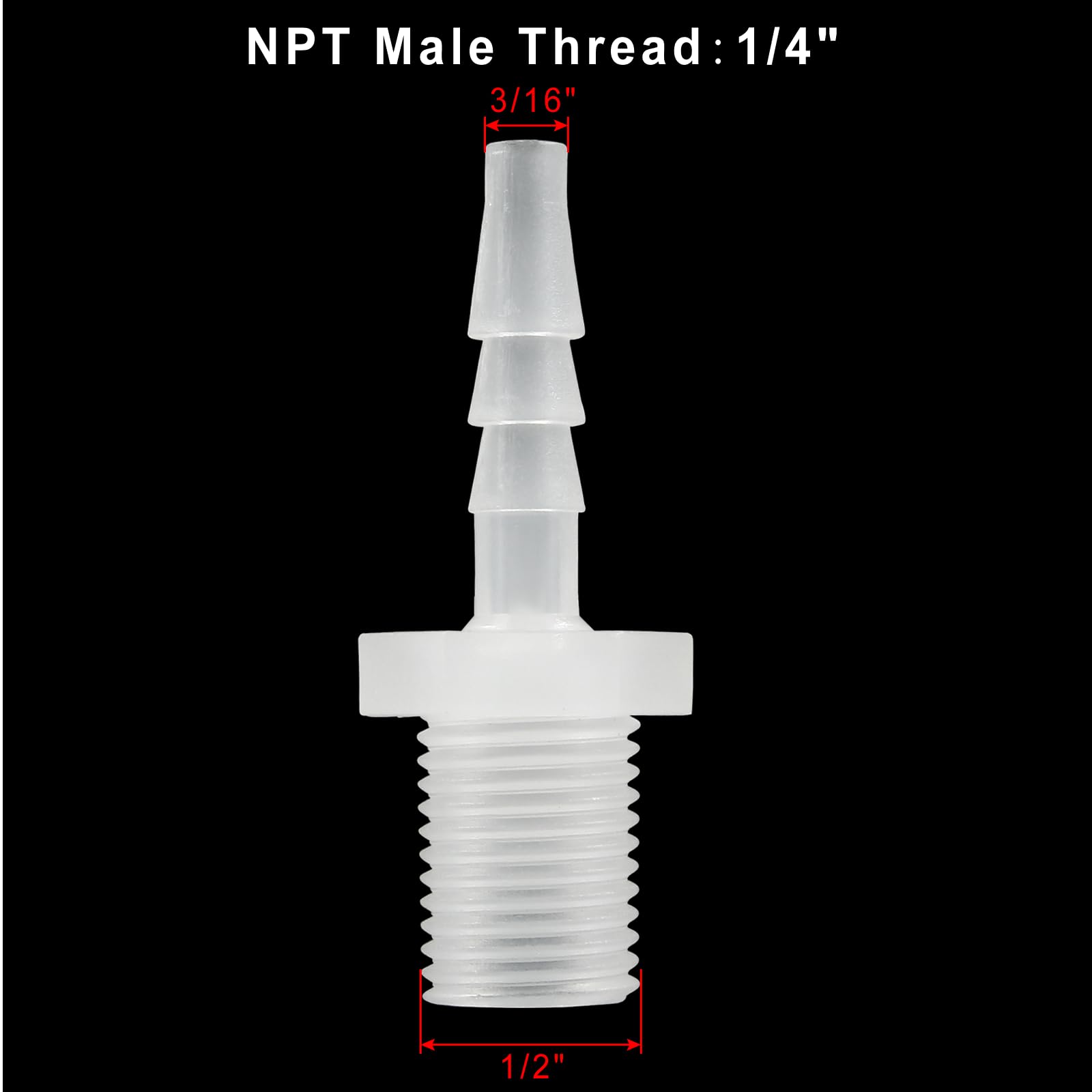 Snapklik.com : 6 Pcs Plastic Hose Barb Reducer Fitting,3/16" Barb X 1/4 ...