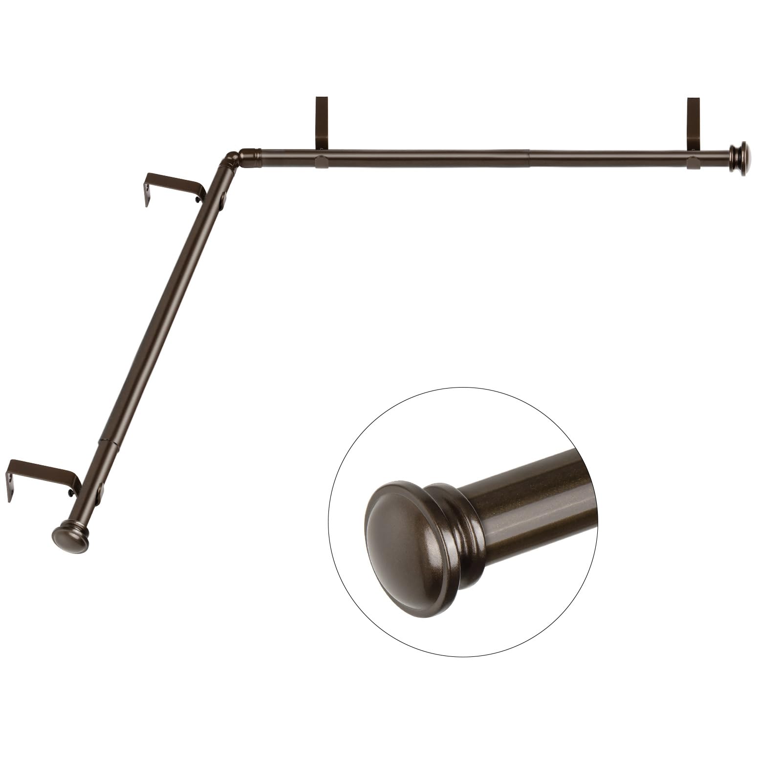 Amazon.com: TONIAL Corner Window Curtain Rods, 36 to 72 Inch Center Rod ...