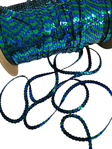 15 Meters of Blue & Green Sequin Ribbon Trim for Craft, Sewing ...
