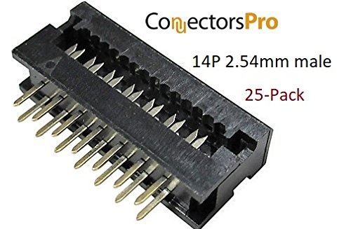 Paquete de 25 Conectores IDC 2X7 de 14 pines macho para cable de cinta plana, FD 14P 25-PK