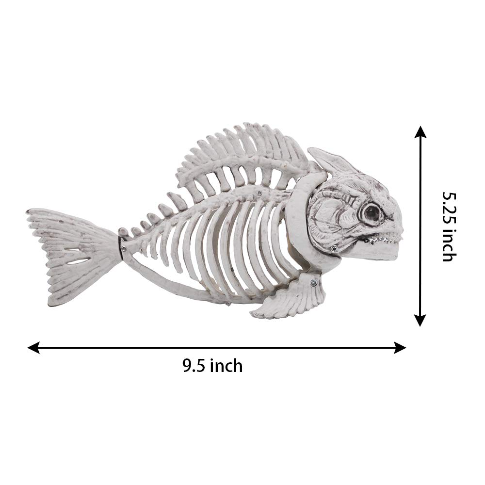 Halloween Decoration 2 PCs 9.5” Pose-N-Stay Fish Skeleton Plastic Bones ...