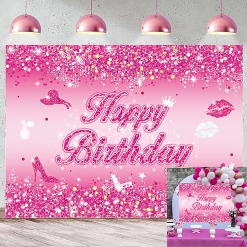 Amazon.com : Pink Flash Birthday Backdrop 7x5FT Hot Pink Shining ...