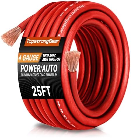 Amazon.com: 4 Gauge 25' Black and 25' Red Car Audio Power Ground Wire ...