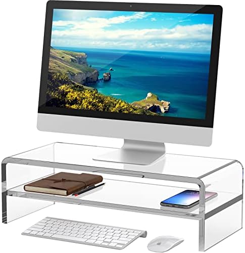 Amazon.com: TINOMAR Acrylic Monitor Stand 2 Tier, Computer Monitor ...