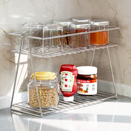 Buy 12FOR COLLECTION Stainless Steel 2 Tier Countertop Kitchen Rack ...