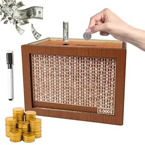 Amazon.com: Caja de dinero con mostrador, caja de dinero de madera reutilizable retro para ...