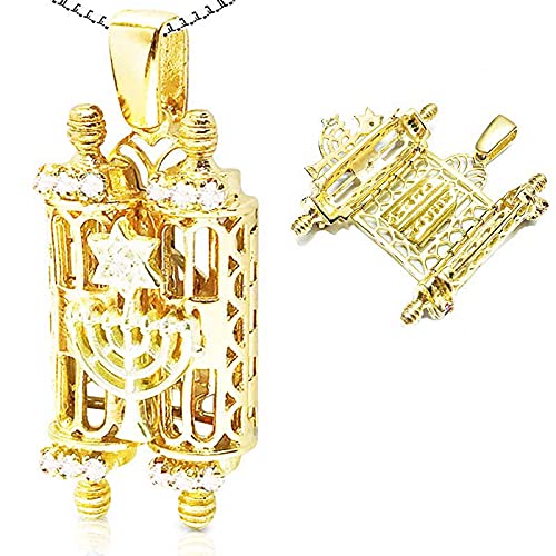 Amazon.com: Silver 925 With 14K Gold plate Big Torah scroll Jewish ...