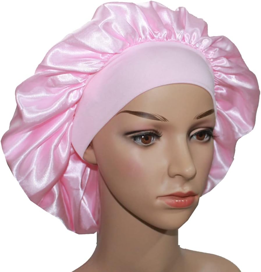Amazon.com : VEYRNEIC Hair Satin Bonnet for Sleeping Shower Caps Silk ...