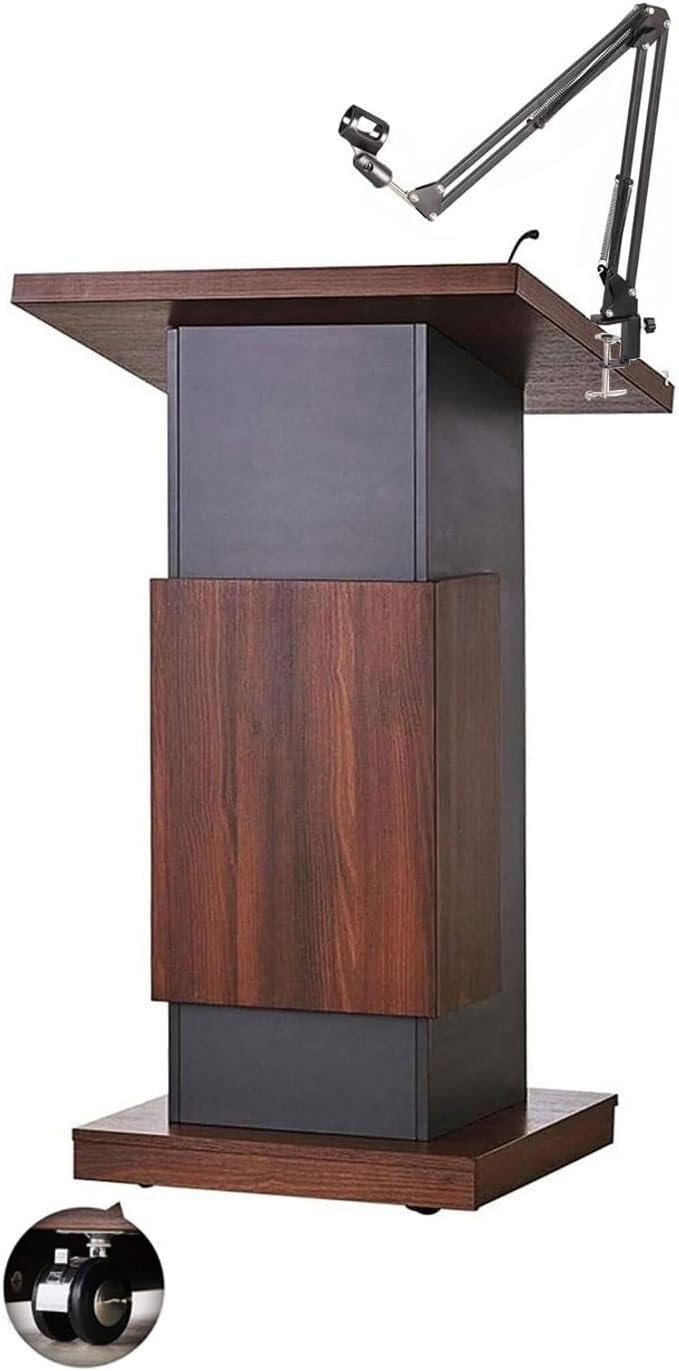 Amazon.com : Portable Podium with Adjustable Microphone Stand and ...