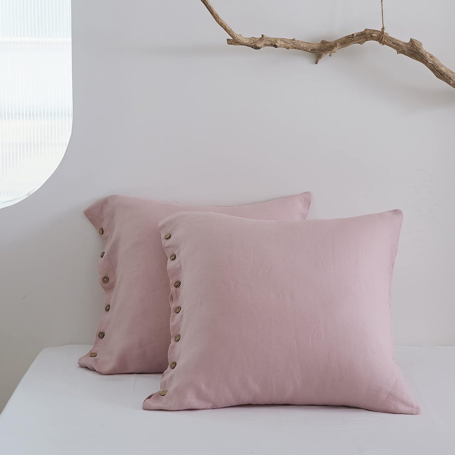 Amazon.com: Simple&Opulence 100% Washed Linen Euro Sham Cover, 26 x 26 ...