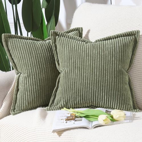Topfinel Olive Green Decorative Throw Pillow Covers Set of 2 18x18 ...