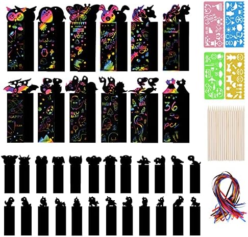 Scratch Art Bookmarks, 30pcs Scratch Bookmarks, Magic Rainbow Scratch ...