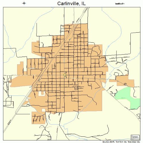 Amazon.com : Large Street & Road Map of Carlinville, Illinois IL ...