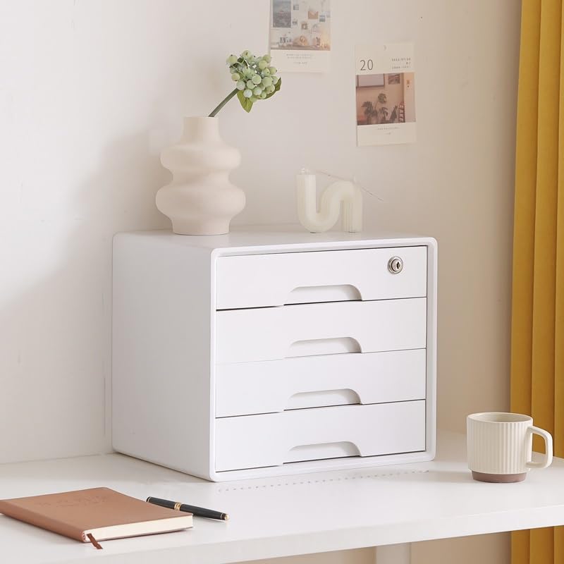 Amazon.com: Wooden desktop multi-layer drawer storage box, lockable ...