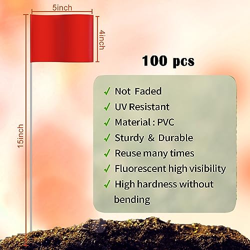 Snapklik.com : Zozen Marking Flags, Red Marker Flags - 100 Pcs15x4x5 ...