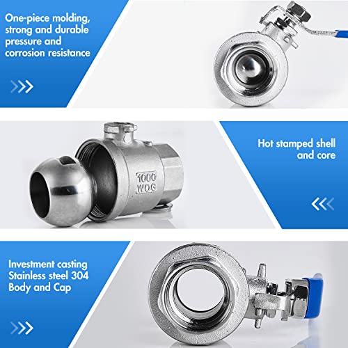 VAV 11/4" Ball Valve Full Port, 316 Stainless Steel, with Blue Vinyl ...