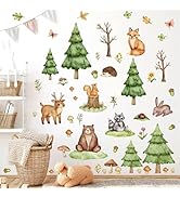 MOSITU Small Pine Tree Wall Decals Watercolor Tree Wall Stickers Green ...