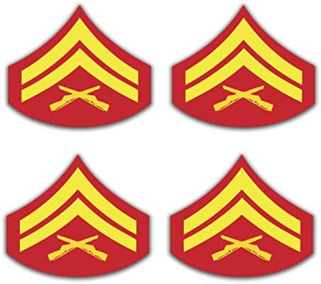 Amazon.com - Set of 4 Sticker E-4 Corporal Rank (RED/Yellow) Decal ...