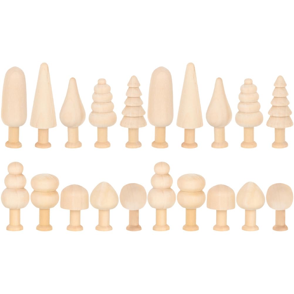 Amazon.com: Alipis 20pcs Unfinished Wood Tree Blank Wooden Peg Dolls ...