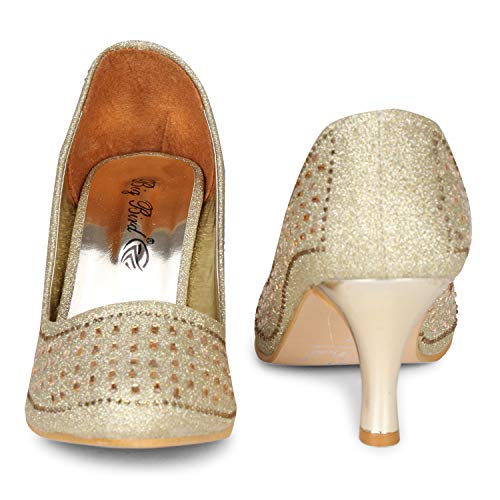 Likes Footwear Women's Gold Fashion Heel Bellies: Buy Online at Low ...