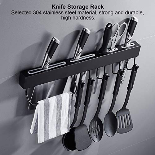Kitchen Spoons Forks Holder for Wall, 60cm Black Stainless Steel Wall ...