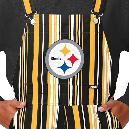 Snapklik.com : FOCO Pittsburgh Steelers NFL Mens Hyper Stripe Bib Overalls