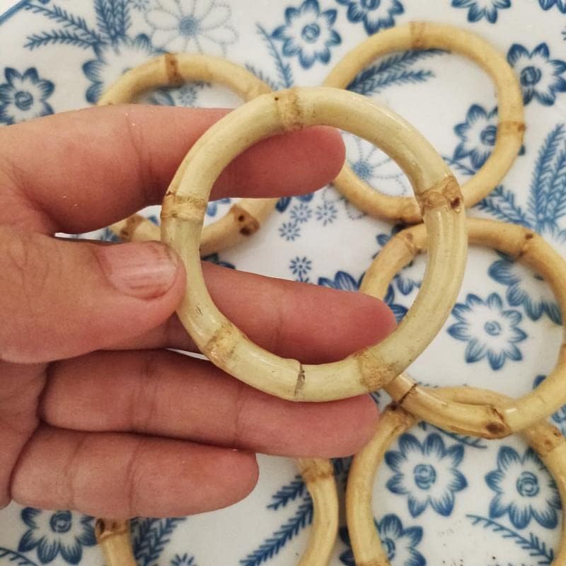 Amazon.com: Natural Bamboo Napkin Rings Set of 6, Handmade Rattan ...
