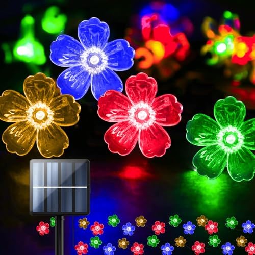 Solar Flower String Lights Outdoor waterproof - Petunia Blue Morning ...