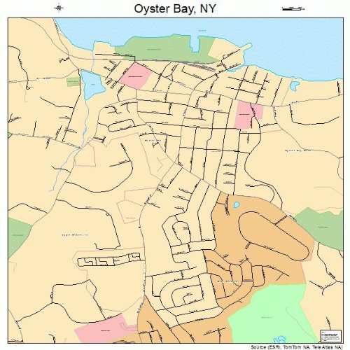 Large Street & Road Map of Oyster Bay, New York NY - Printed poster ...